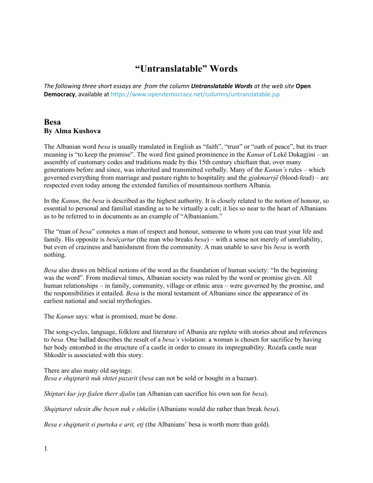 Untranslatable Words: Besa, Inat, Dude - Cultural & Linguistic Insights