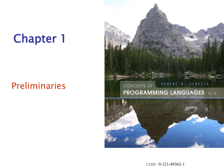 Concepts of Programming Languages: Preliminaries & Design Principles