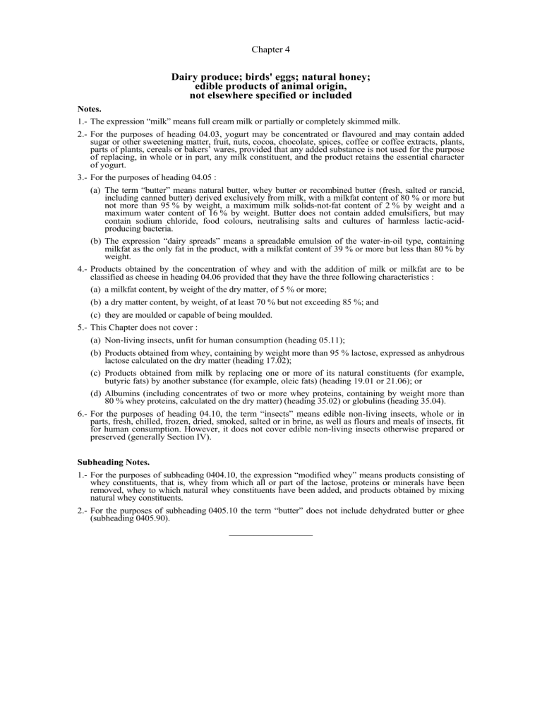 HS Code Chapter 4: Dairy, Eggs, Honey & Animal Product Classification