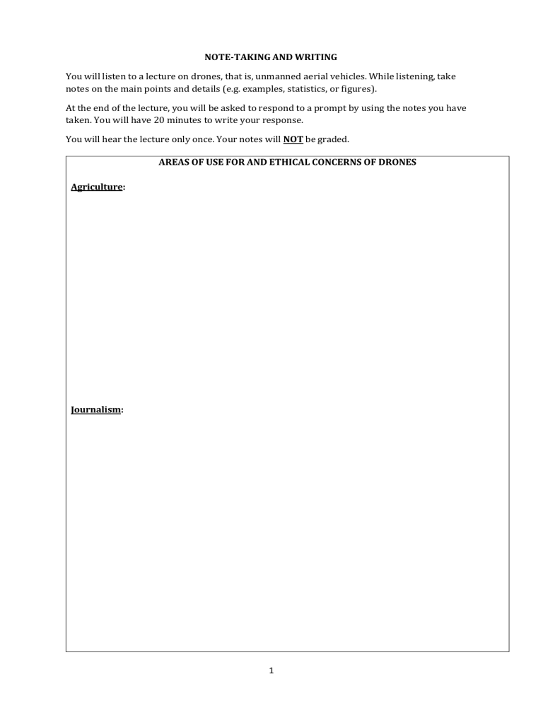 Note-Taking & Writing: Drones in Agriculture, Journalism, Ethics