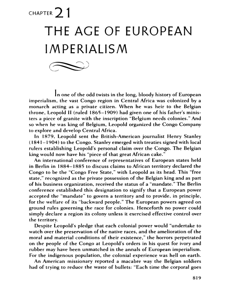 The Age of European Imperialism: Congo, Leopold II & Colonization