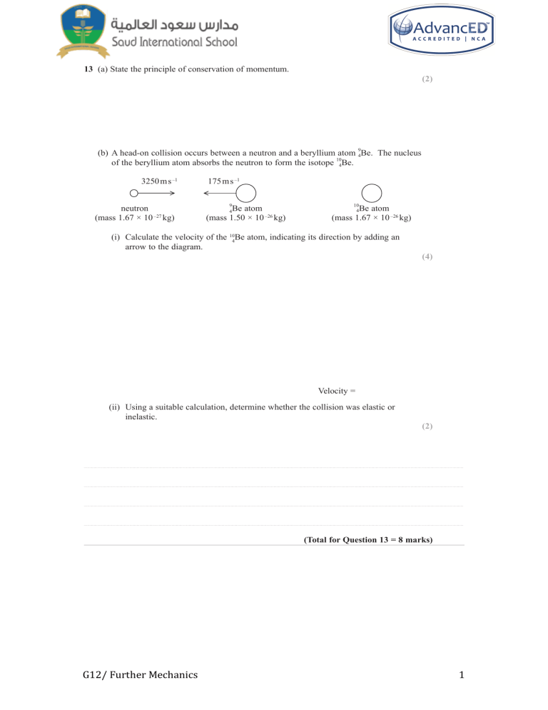 Physics Mechanics Exam Questions: Momentum, Collisions, Circular Motion