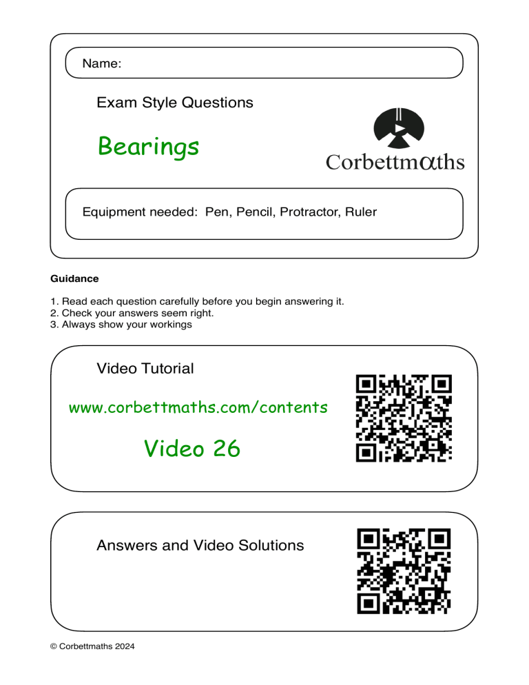 Bearings Exam Style Questions | Corbettmaths Maths Practice