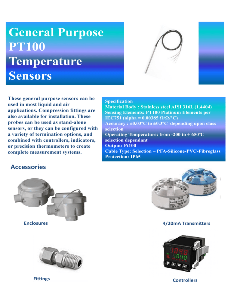 PT100 Temperature Sensors: Specifications, Wiring, Accuracy & Use