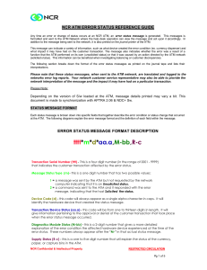 NCR ATM Error Status Guide | Troubleshooting & Codes