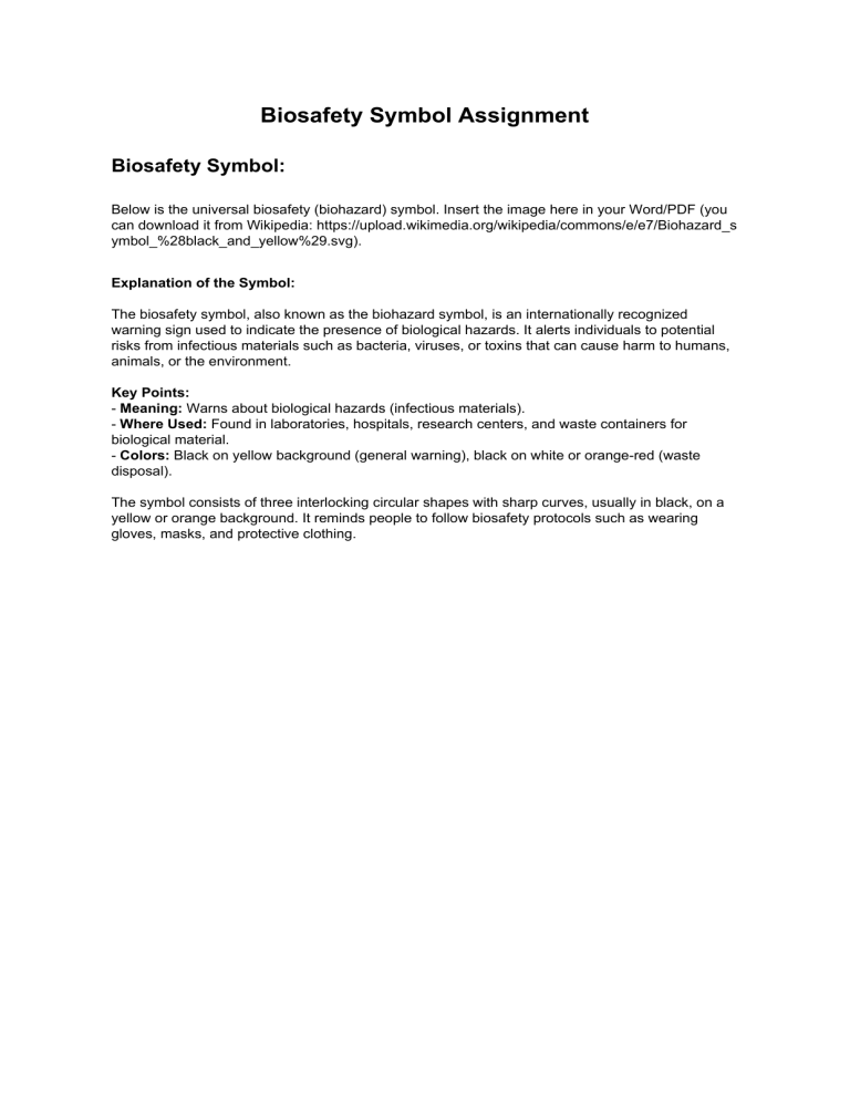 Biosafety Symbol Assignment: Understanding Biohazard Warnings