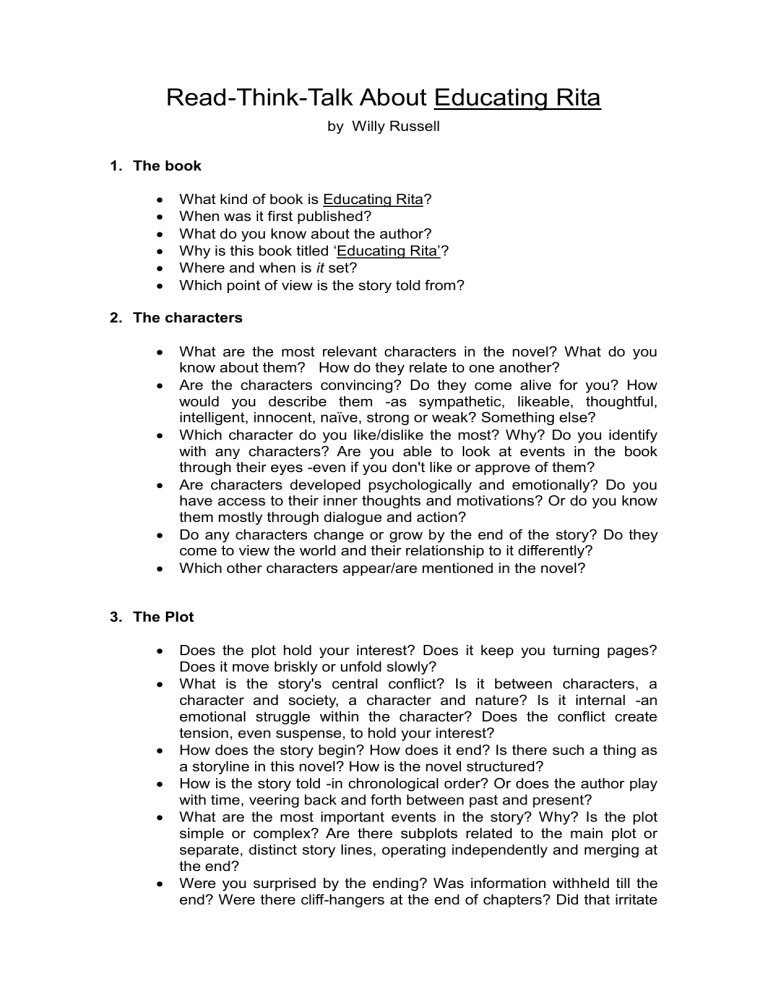 Educating Rita Study Guide: Questions & Discussion