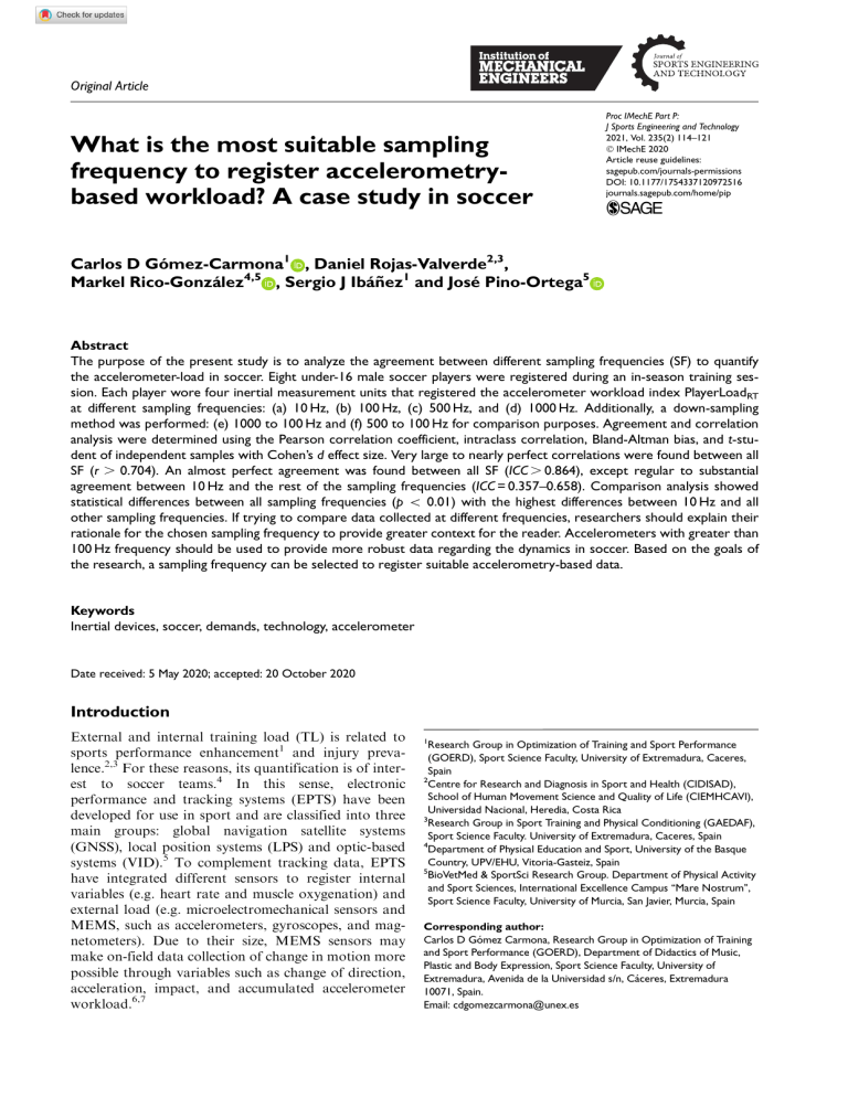 Optimal Sampling Frequency for Accelerometry-Based Workload in Soccer