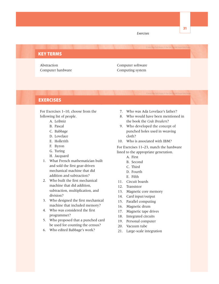 Computer Science History Exercises
