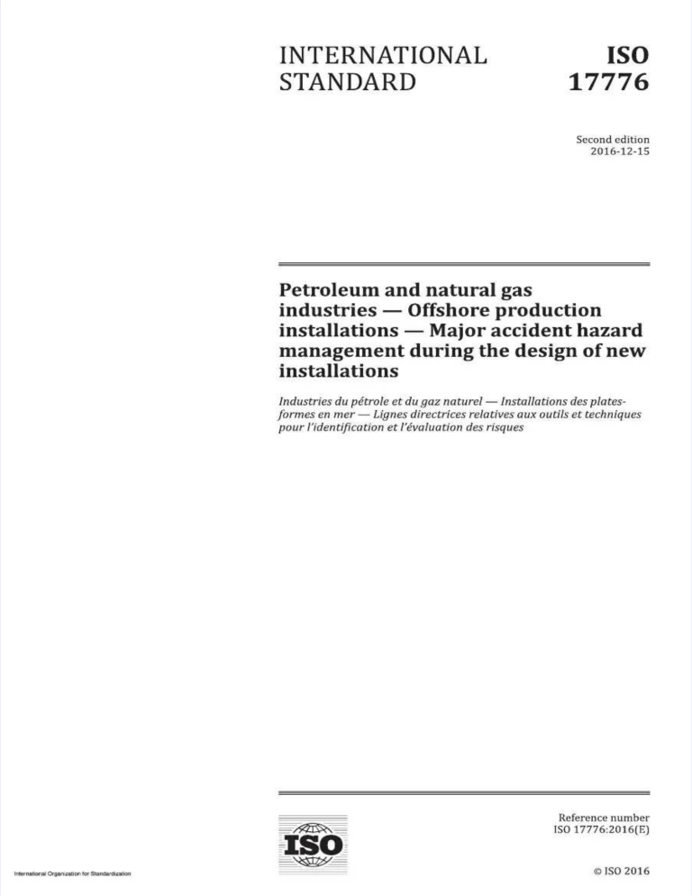 ISO 17776: Offshore Production Hazard Management in Petroleum Industry