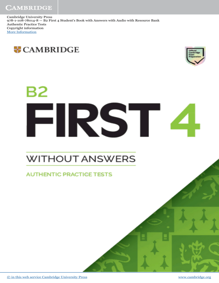B2 First 4 Student's Book: Authentic Practice Tests