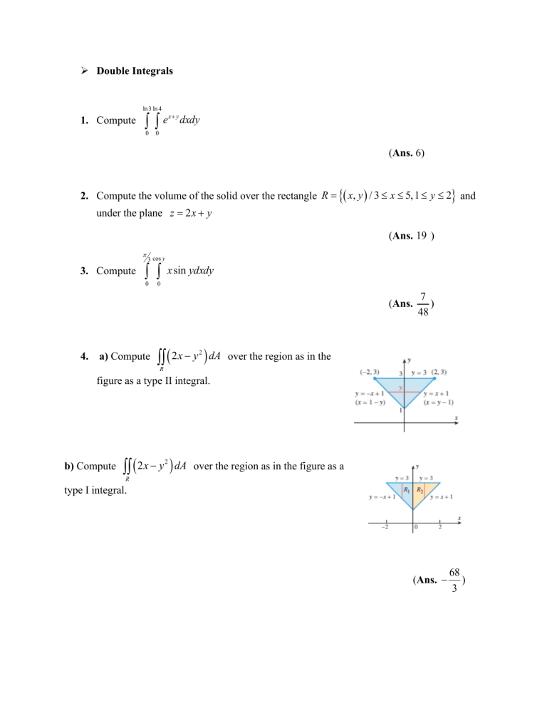 Double Integrals Practice Problems with Solutions