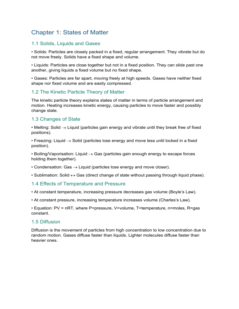 Chemistry Fundamentals: States of Matter, Bonding, Stoichiometry