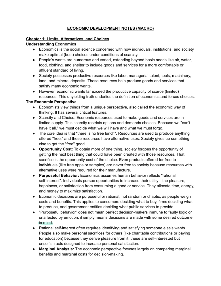 Economics: Scarcity, Choice, & Macro Principles | Study Notes