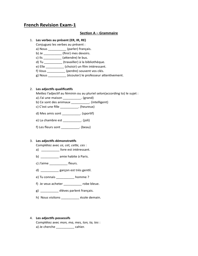 French Revision Exam(1)