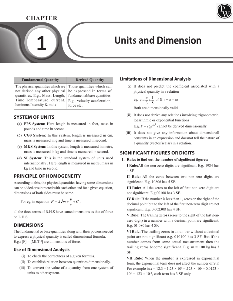 Units and Dimensions: Physics Module Chapter