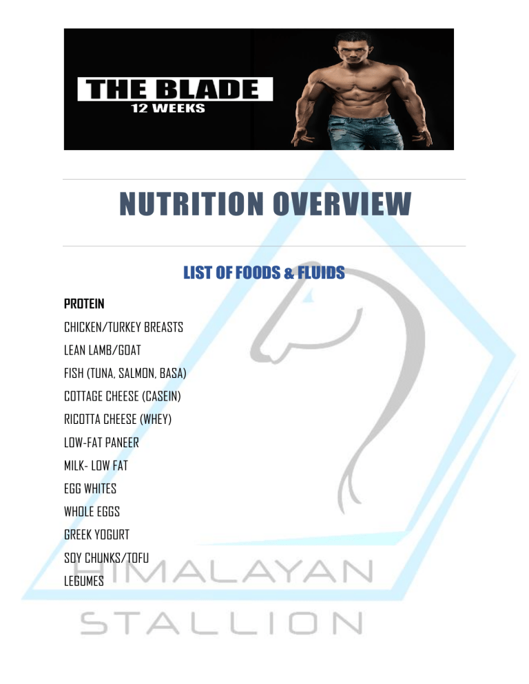 The Blade 12 Weeks: Nutrition & Macro Split for Fitness Goals