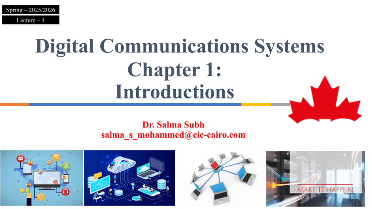 Digital Communications Systems: Course Outline & Lecture 1 - Dr. Salma Subh