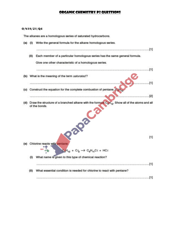 Organic Chemistry P2 Questions & Mark Scheme (2016-2018)
