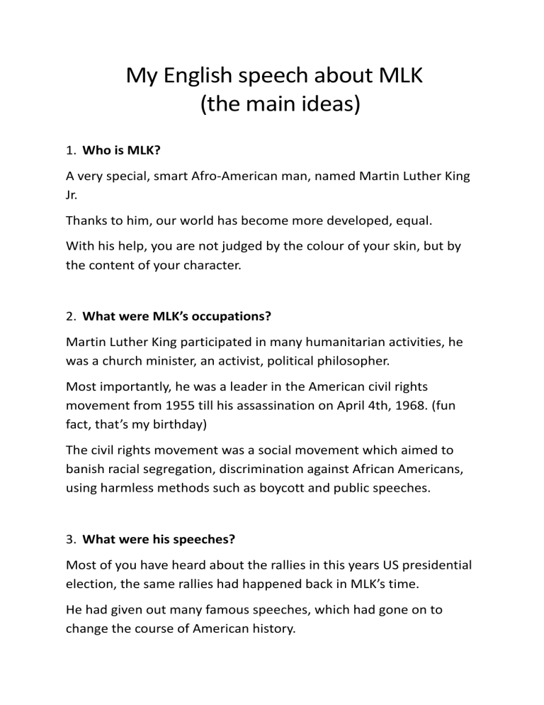 MLK Speech Outline: Martin Luther King Jr.'s Legacy & Impact