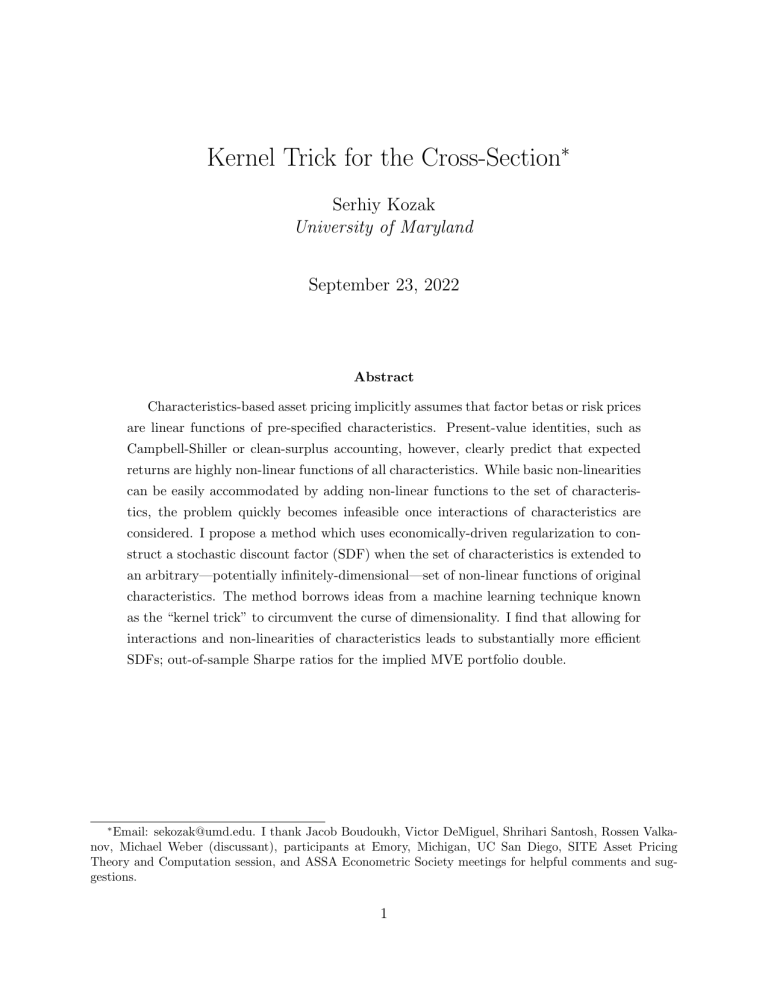 Kernel Trick for Cross-Sectional Asset Pricing: SDF & Machine Learning