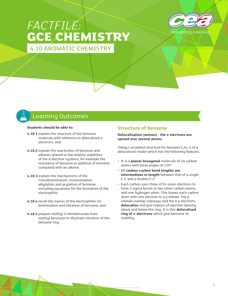 GCE Chemistry Factfile: 4.10 Aromatic Chemistry & Benzene Structure