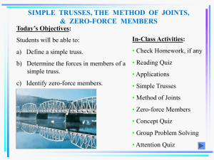Structural Analysis Quiz: Zero Force Members & Truss Forces