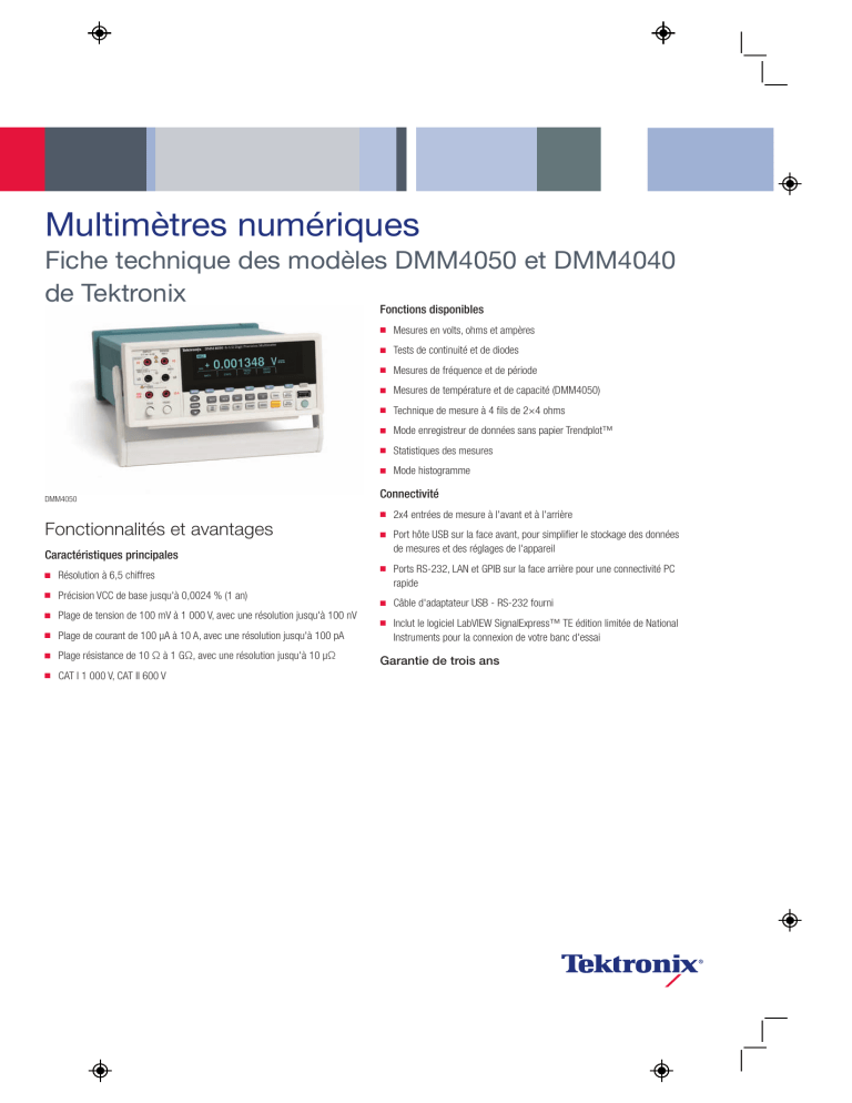 Tektronix DMM4050/DMM4040 Digital Multimeters Datasheet