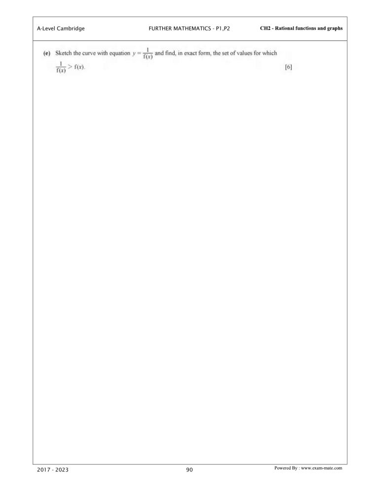 A-Level Cambridge Further Mathematics P1, P2 Questions (2017-2023)