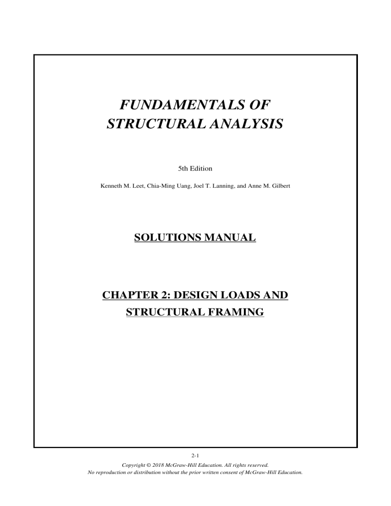 Structural Analysis Solutions Manual - Chapter 2: Design Loads