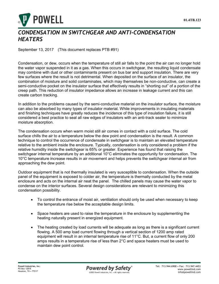 Switchgear Condensation & Anti-Condensation Heaters