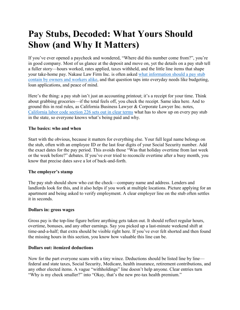 Pay Stub Guide: Understanding Your Paycheck Details