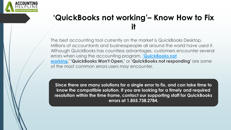 Fix QuickBooks Not Working: Troubleshooting Guide