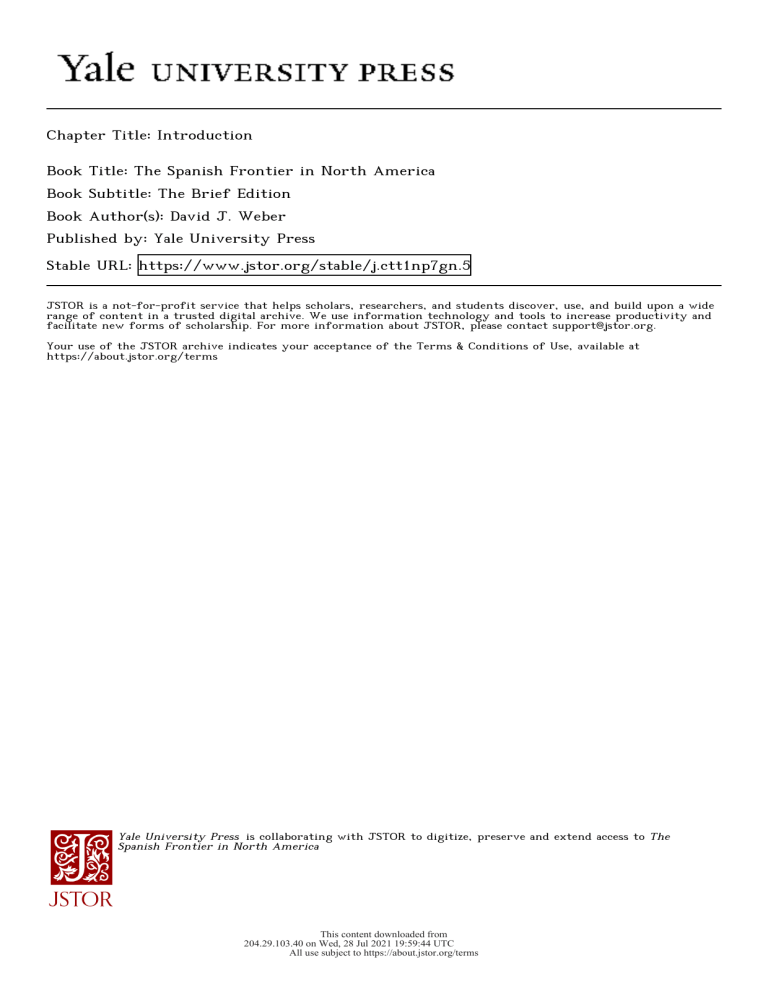 Spanish Frontier in North America: Introduction