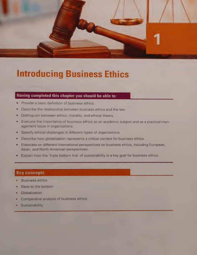 Introducing Business Ethics: Definitions, Law, and Global Perspectives