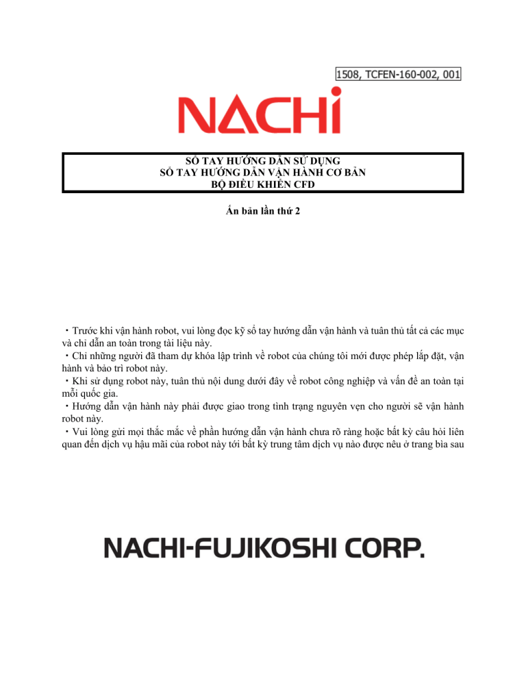 NACHI CFD Controller User Manual: Basic Operation & Programming Guide