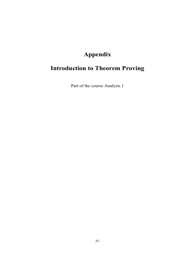 Theorem Proving: Analysis 1 Course Appendix