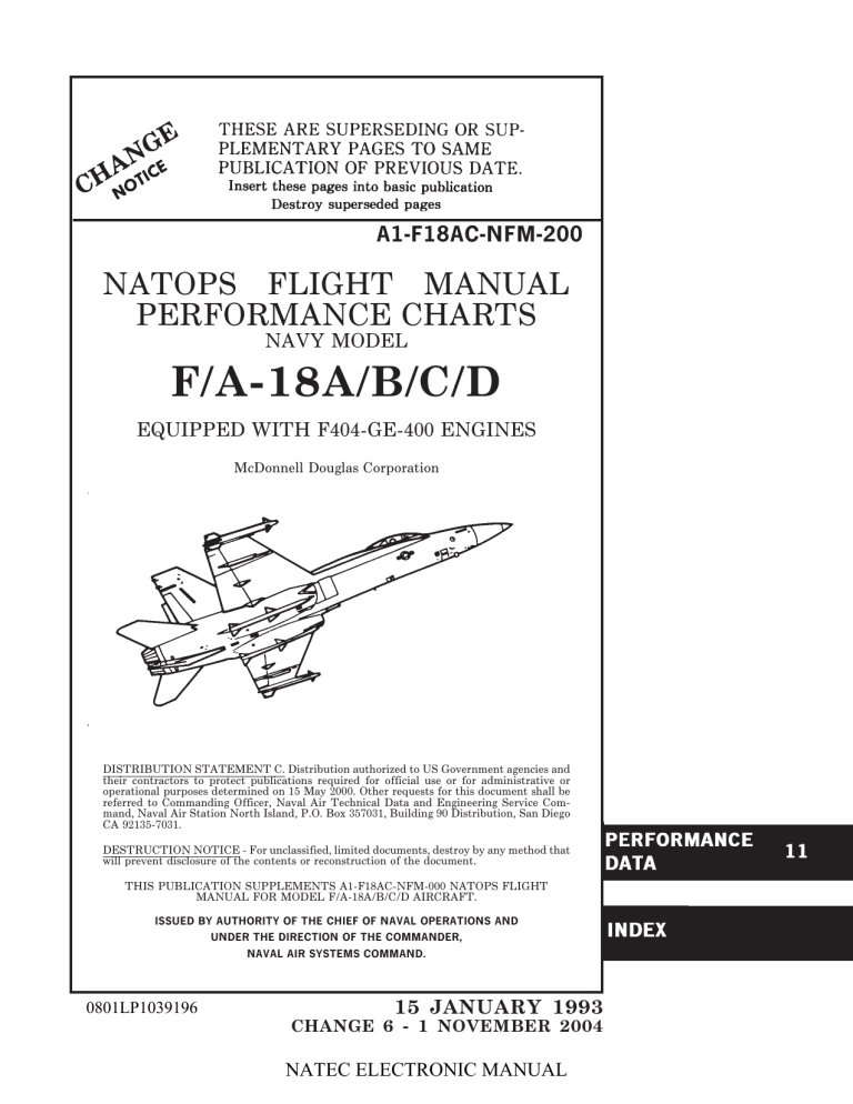 F/A-18 Flight Manual: Performance Charts for Navy Model