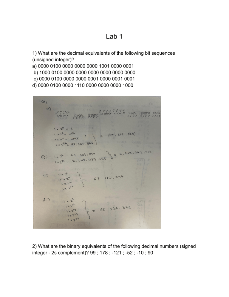 Number System Conversions Lab Assignment