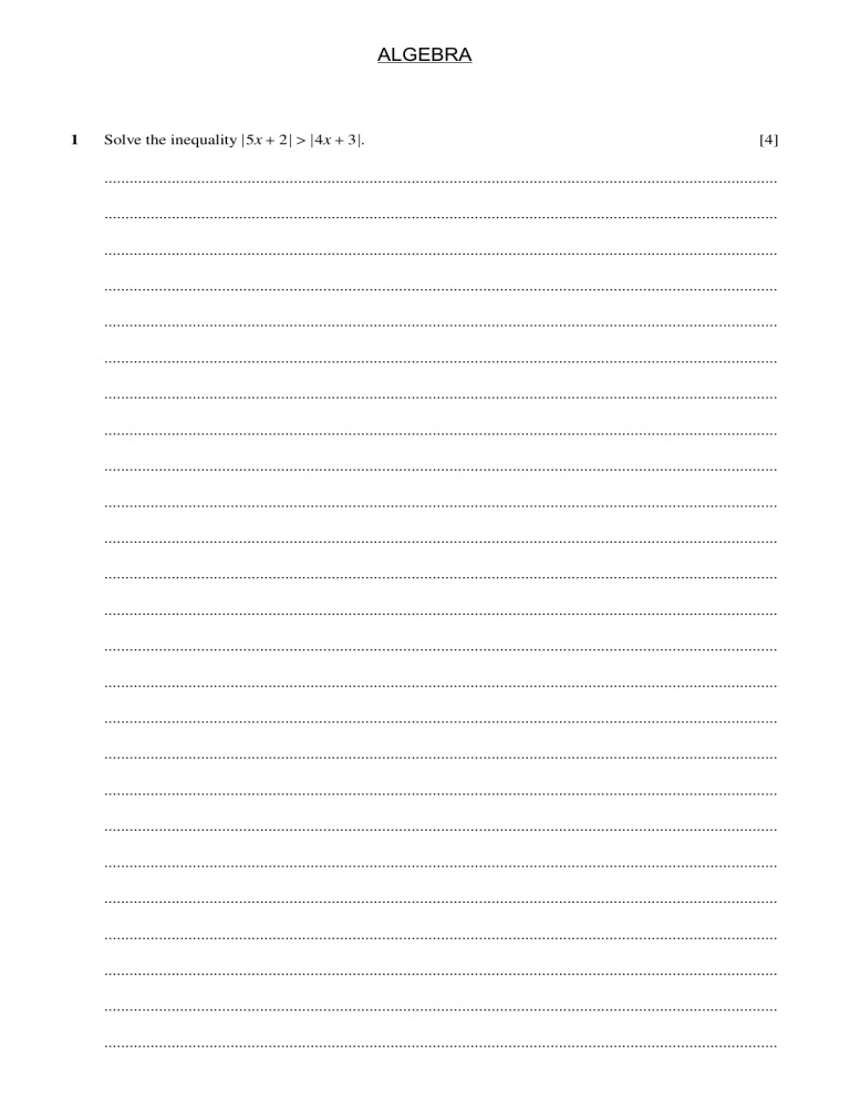 Algebra Inequalities and Equations Practice Problems