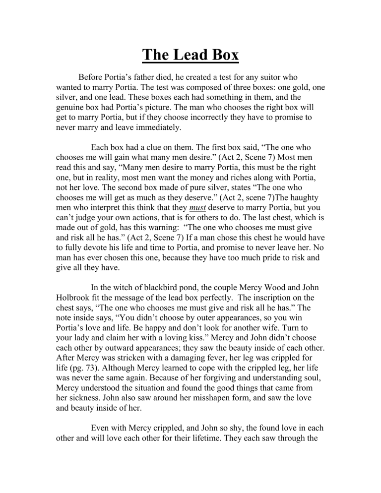 Inner Beauty: Lead Box in Literature Analysis