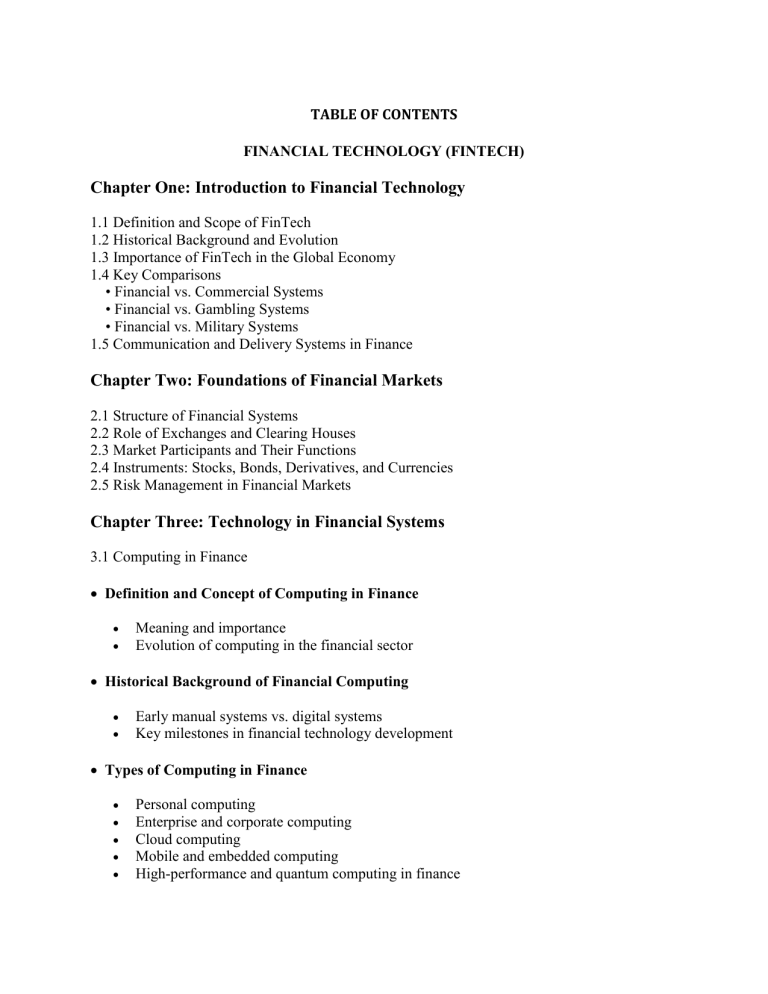 Financial Technology (FinTech) Coursebook: Introduction & Advanced Topics