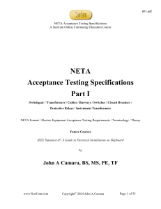 NETA Acceptance Testing Specifications - Bolt Torque Values