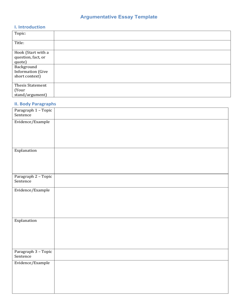 Argumentative Essay Template: Structure & Writing Tips