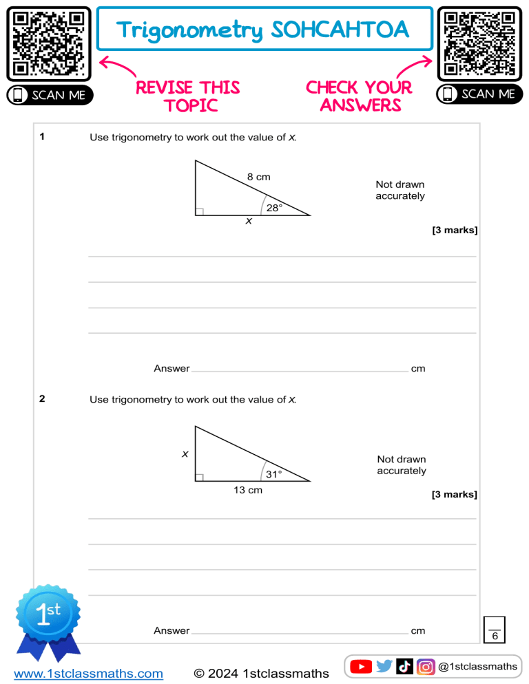 Trigonometry SOHCAHTOA Worksheet: Practice Problems