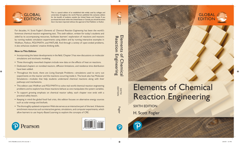 Elements of Chemical Reaction Engineering, Sixth Edition - H. Scott Fogler