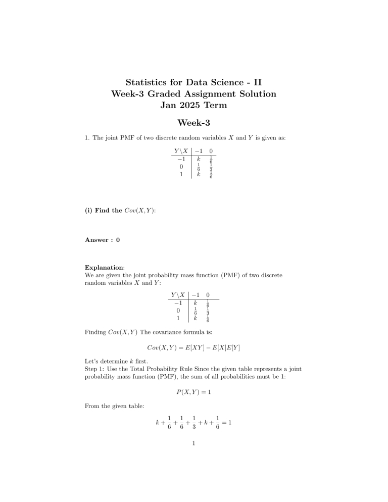 Statistics for Data Science Assignment Solutions