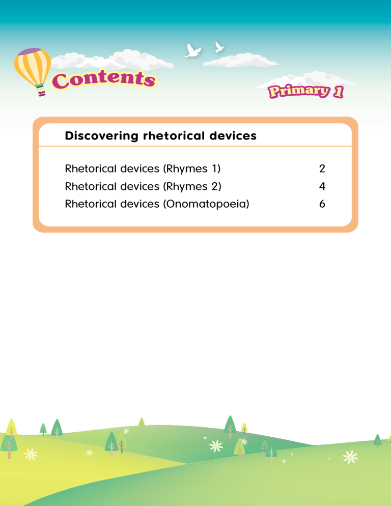Primary 1 Rhetorical Devices: Rhymes & Onomatopoeia Workbook
