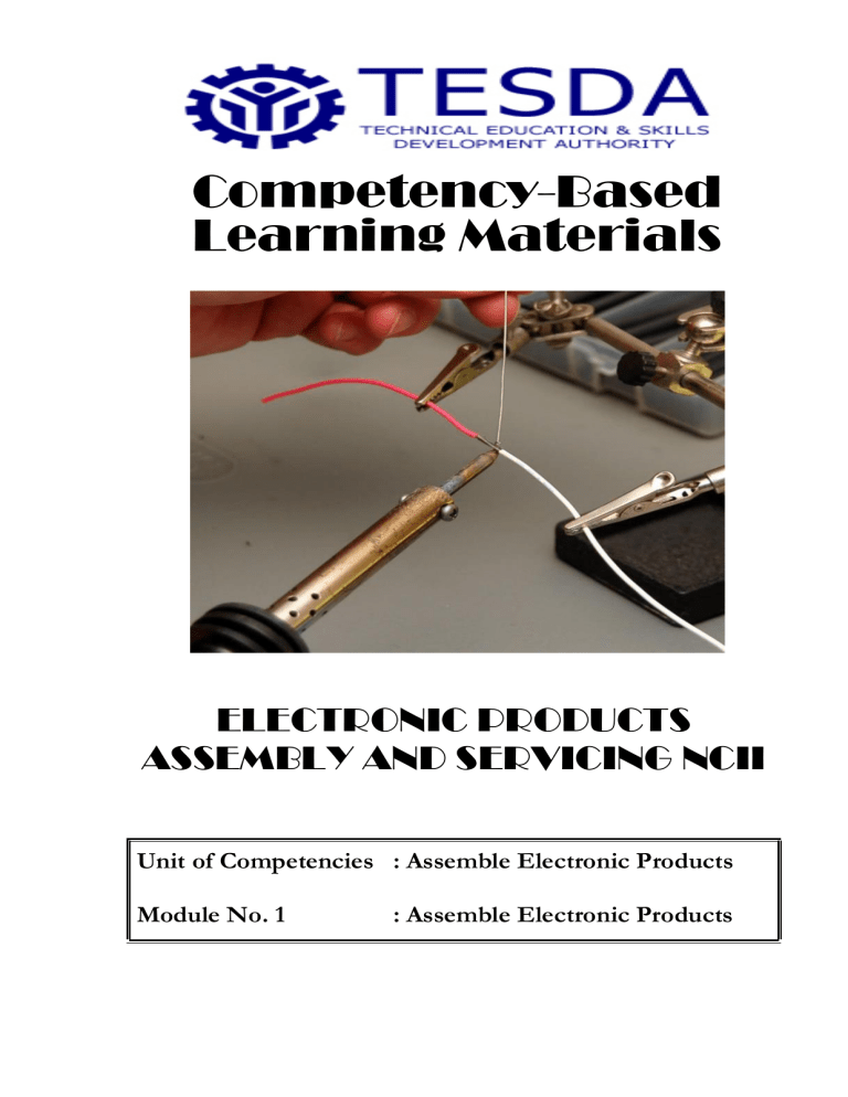 Electronic Products Assembly & Servicing NCII: Competency-Based Learning