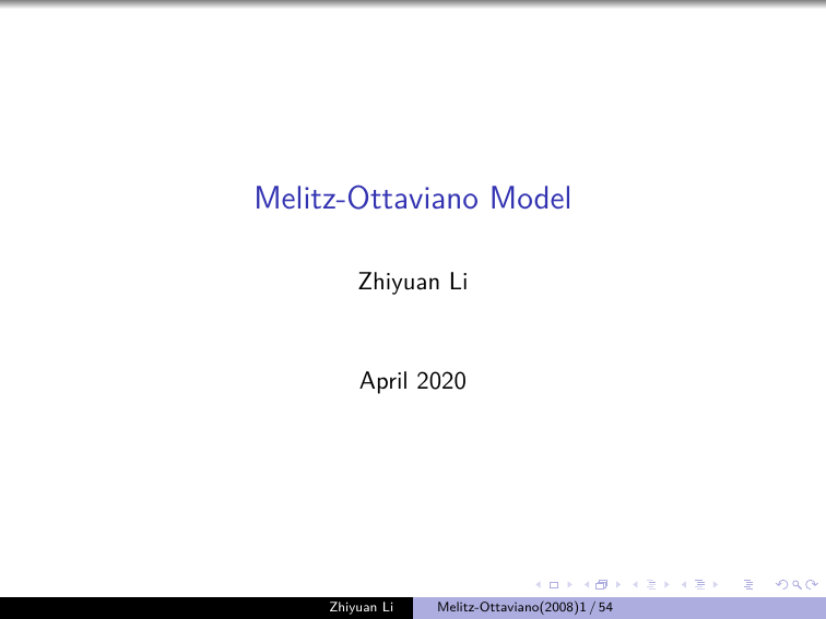 Melitz-Ottaviano Model Presentation